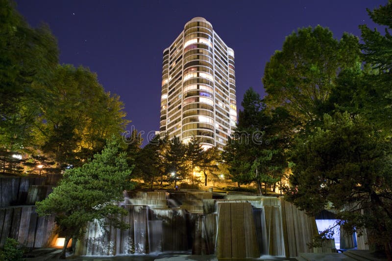 Building with Waterfalls stock image. Image of lights - 15674351