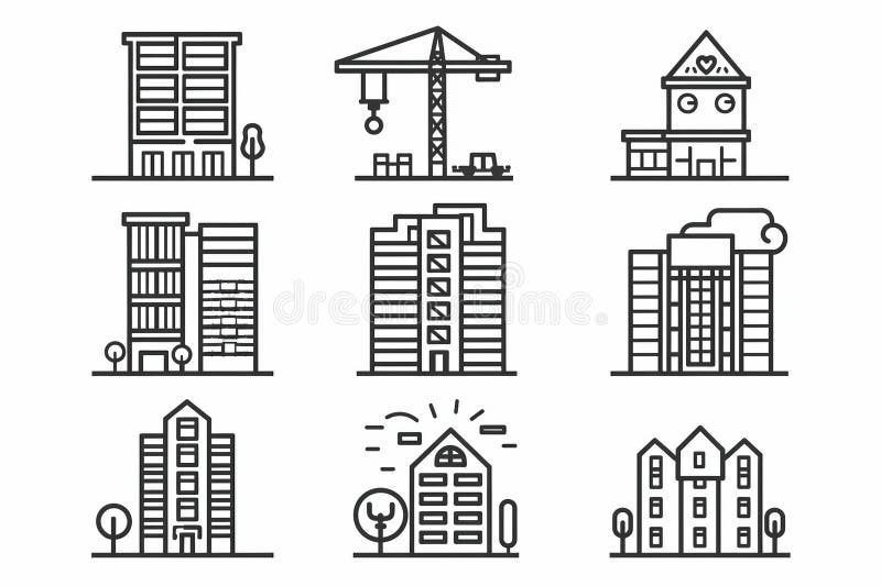 Building Web Icons on White Background Stock Illustration ... Building Web Icons on White Background Stock Illustration ...