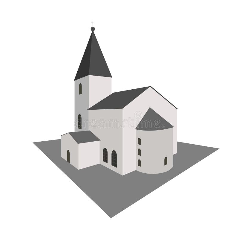 Building White Church in Perspective Stock Vector - Illustration of ...