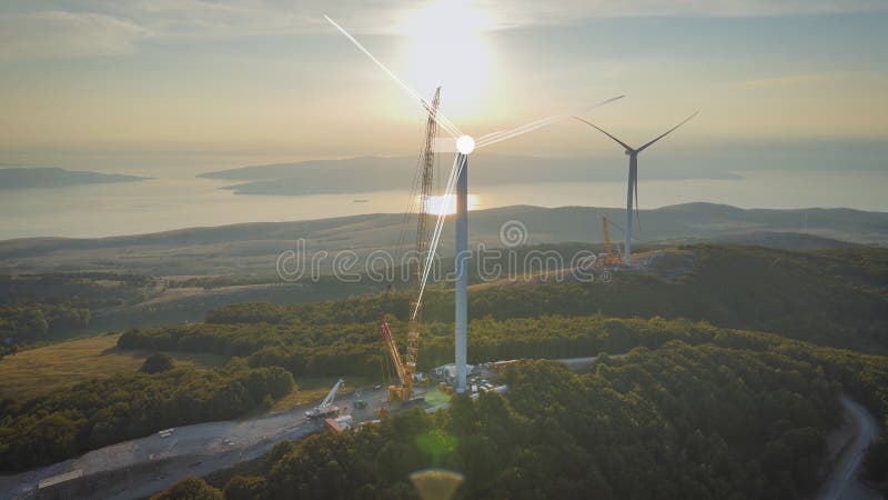 Building Wind Turbine, Infographics of Wind Turbine Construction ...