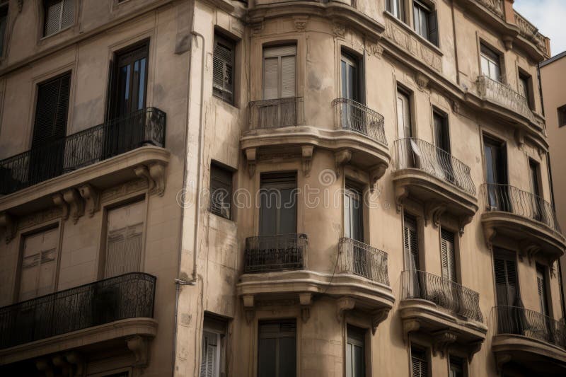 Building Windows View on Street. Generate Ai Stock Illustration ...