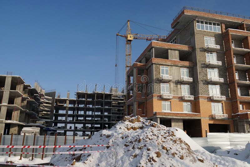 Building, winter stock photo. Image of night, black, crane - 66580436