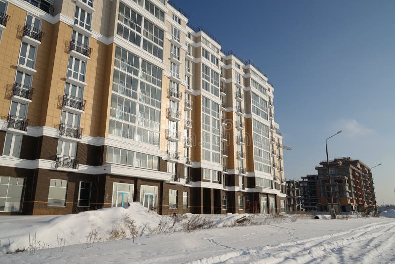 Building, winter stock photo. Image of night, black, crane - 66580436