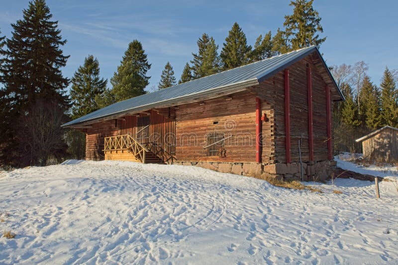 Building in winter. stock photo. Image of barn, architecture - 306293824