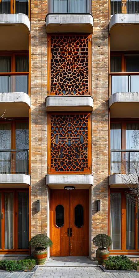A Building with Wooden Doors and Windows Stock Image - Image of ...