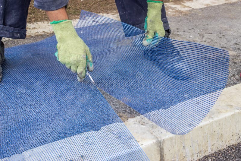 Building Worker Cutting Plastic Grid 2 Stock Image - Image of facade ...