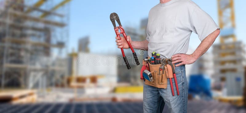 Building Worker With Tool Belt Stock Photo - Image of business, manual ...