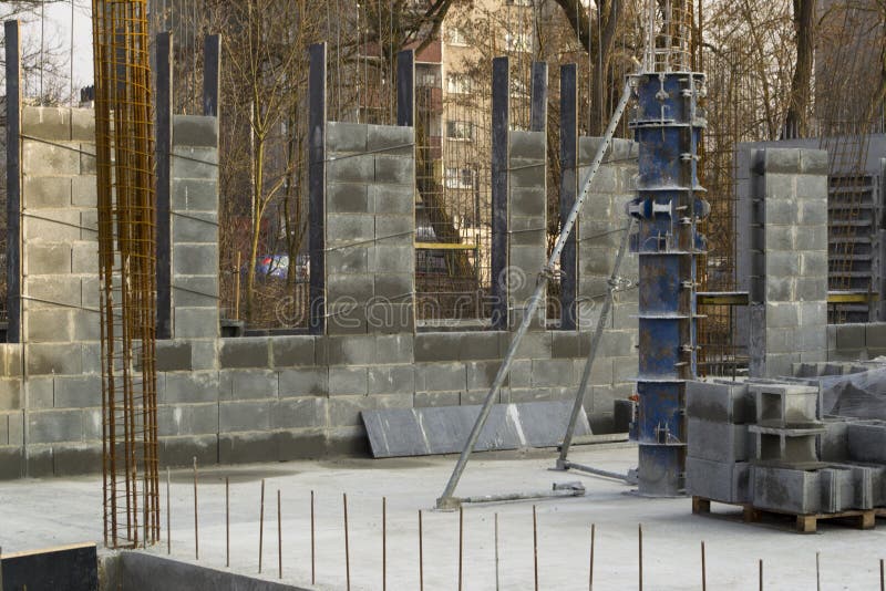Building Works at Construction Site Stock Image - Image of armature ...