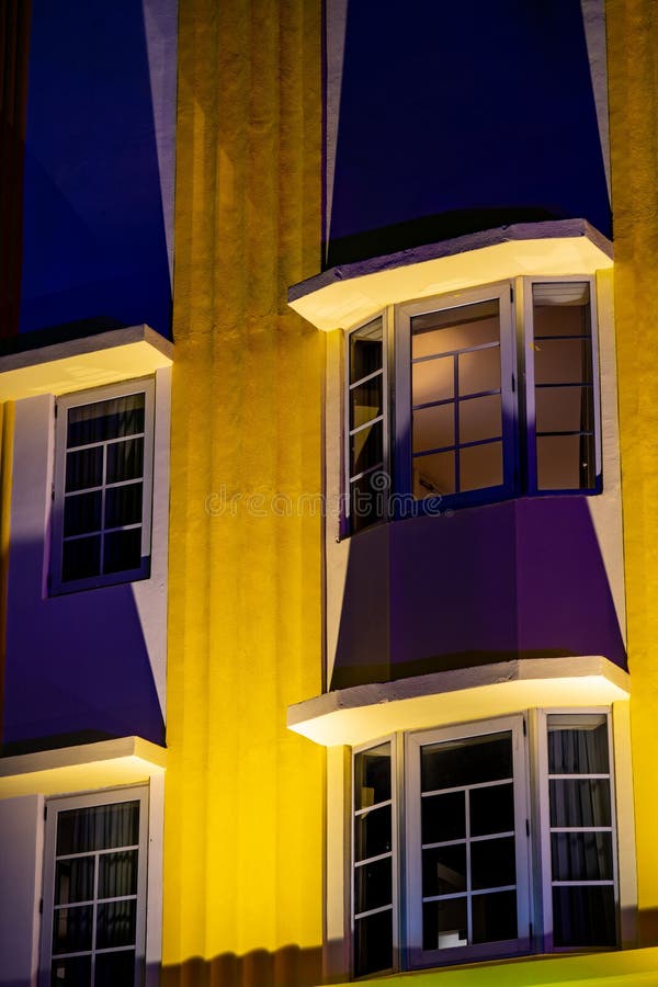 Building with Under Lighting Neon Miami Beach FL Editorial Photography ...