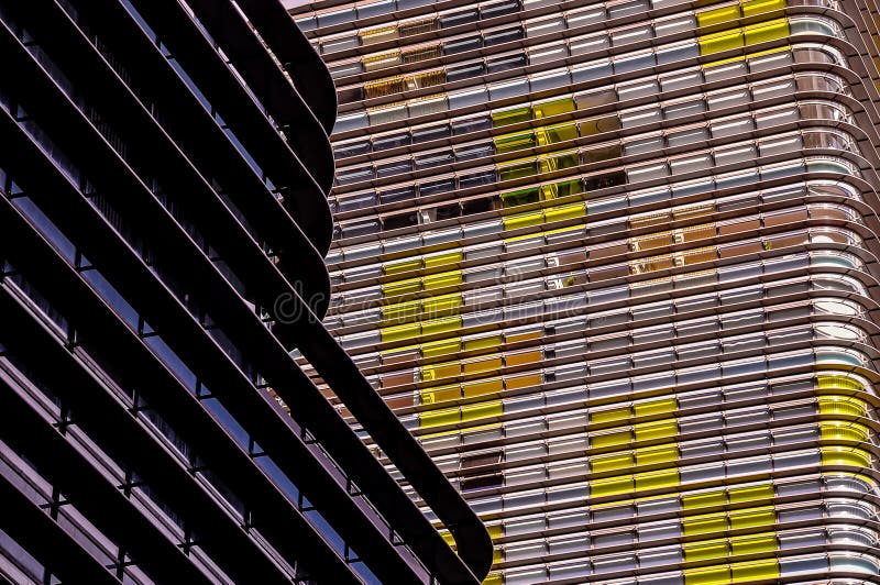 A Building with a Yellow and Brown Patterned Facade Stock Image - Image ...
