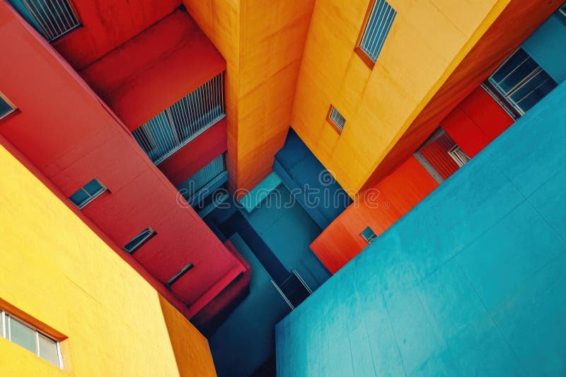 Building with a Yellow and Red Color Scheme Stock Image - Image of ...