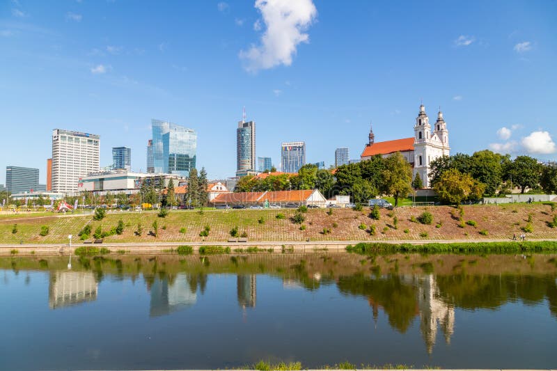 Buildings Across the Neris River Editorial Image - Image of religious ...