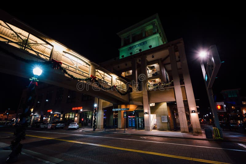 Buildings Along Atlantic Avenue at Night, in Virginia Beach, Vir ...