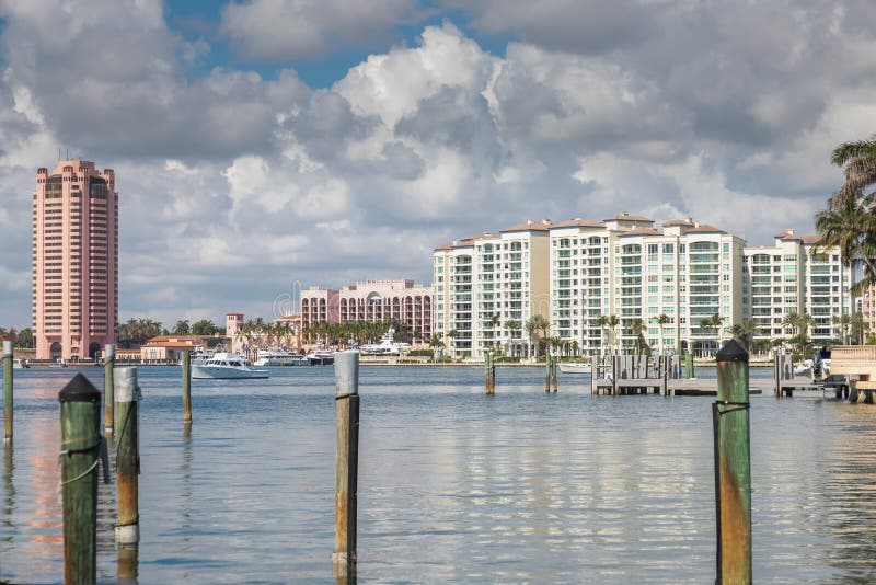 Buildings Along Lake Boca Raton in Boca Raton Florida. Stock Image ...