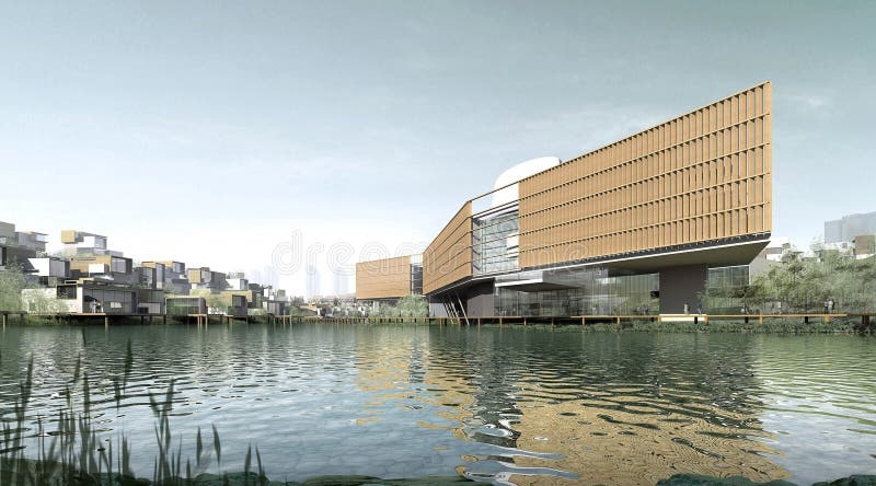 Buildings along river stock photo. Image of office, congested - 28301956