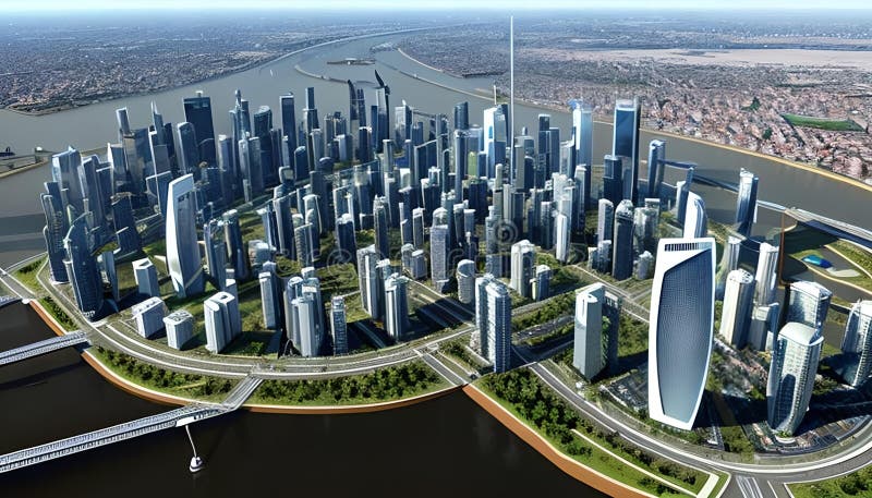 Buildings in Big Cities, Technological Innovations. Generative AI Stock ...