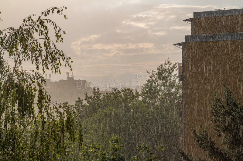 Buildings Block of Flats in Storm with Rain in Liberec CZ 07 11 2024 ...