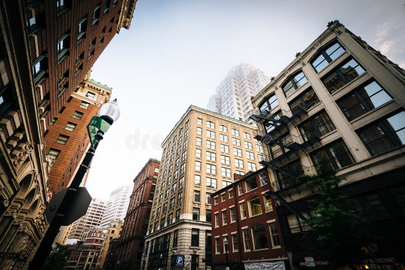 Buildings on Broad Street, in Boston, Massachusetts. Editorial Stock ...