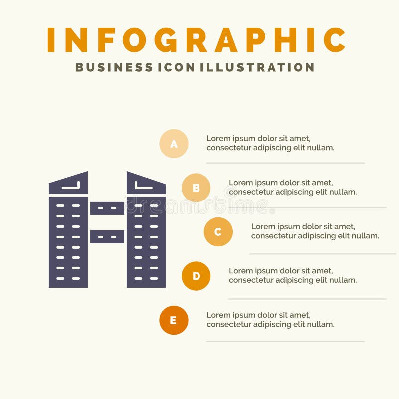 Buildings, City, Construction Solid Icon Infographics 5 Steps ...