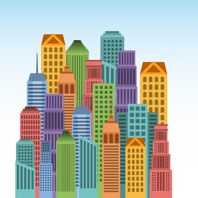 Buildings Cityscape Skyline Icon Stock Vector - Illustration of ...