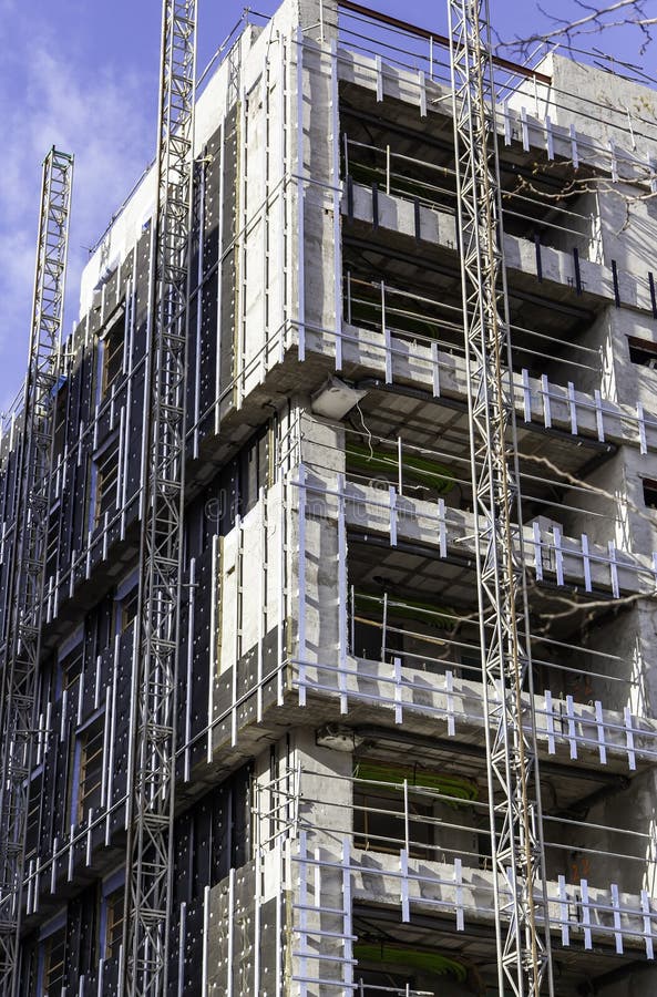 Buildings with Cladding Under Construction Stock Image - Image of house ...