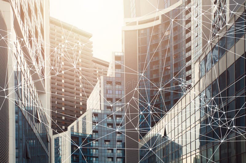 Buildings with Communication Lines in Big World Stock Image - Image of ...