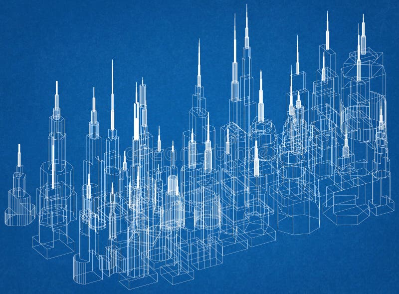 Buildings blueprint stock illustration. Illustration of estate - 14072671