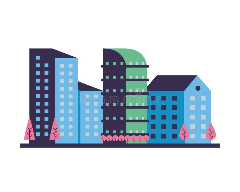 Buildings Constructions with Trees City Scene Stock Vector ...