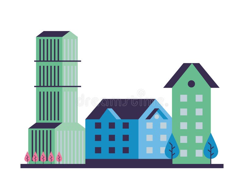 Buildings Constructions with Trees City Scene Stock Vector ...