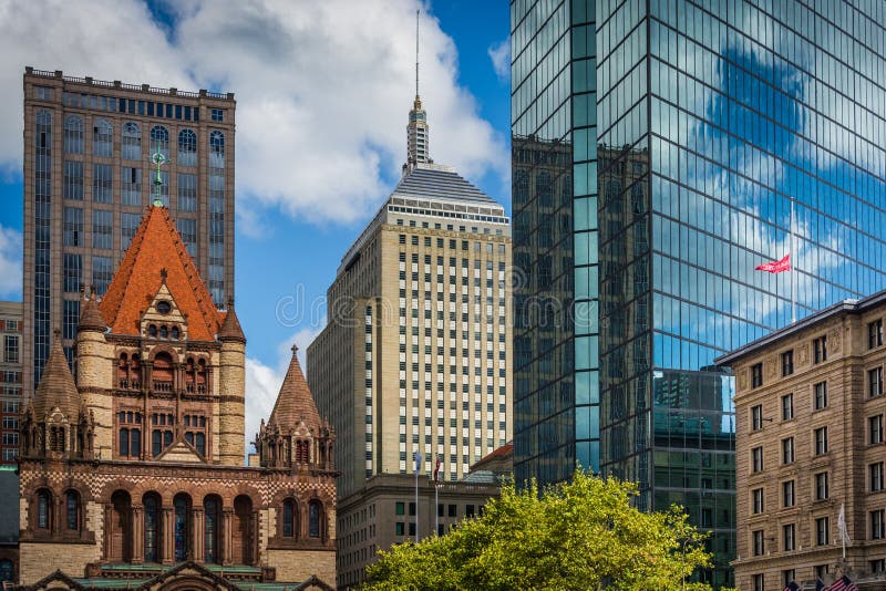 Buildings at Copley, in Back Bay, Boston, Massachusetts. Editorial ...