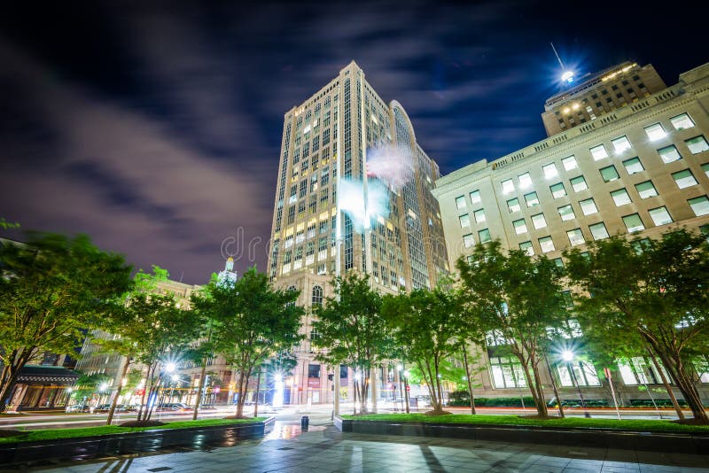 Buildings at Copley at Night, in Back Bay, Boston, Massachusetts ...