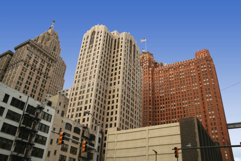 Historic Buildings in Detroit Downtown Stock Image - Image of highrise ...