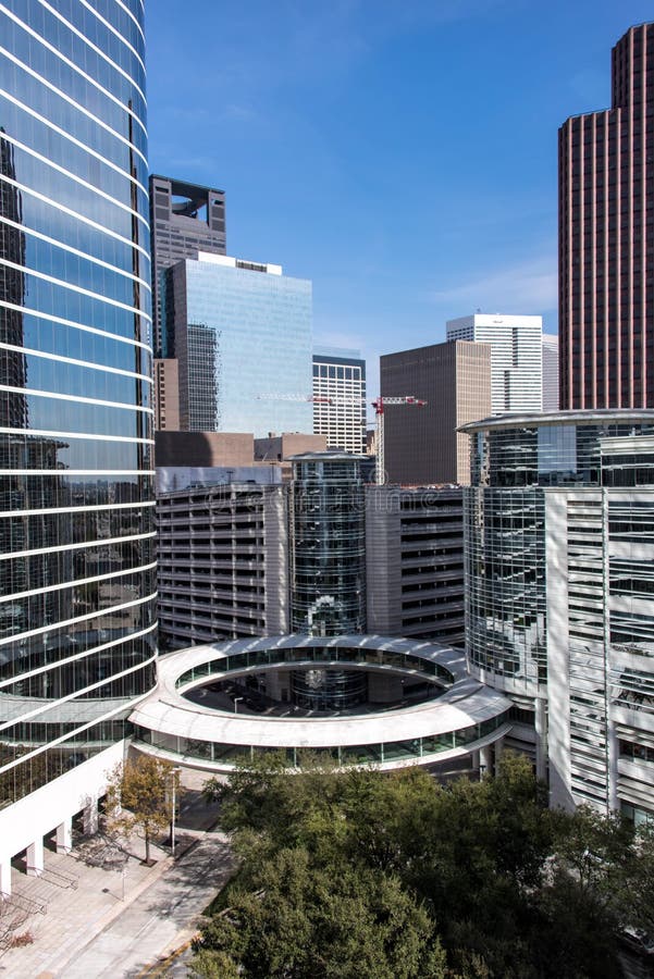 Downtown Houston Streetscape Stock Photo - Image of headquarters ...