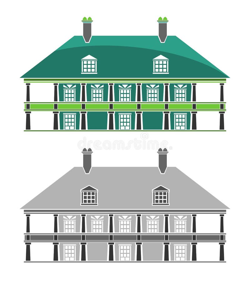 Buildings - French Colonial House Stock Vector - Illustration of scale ...