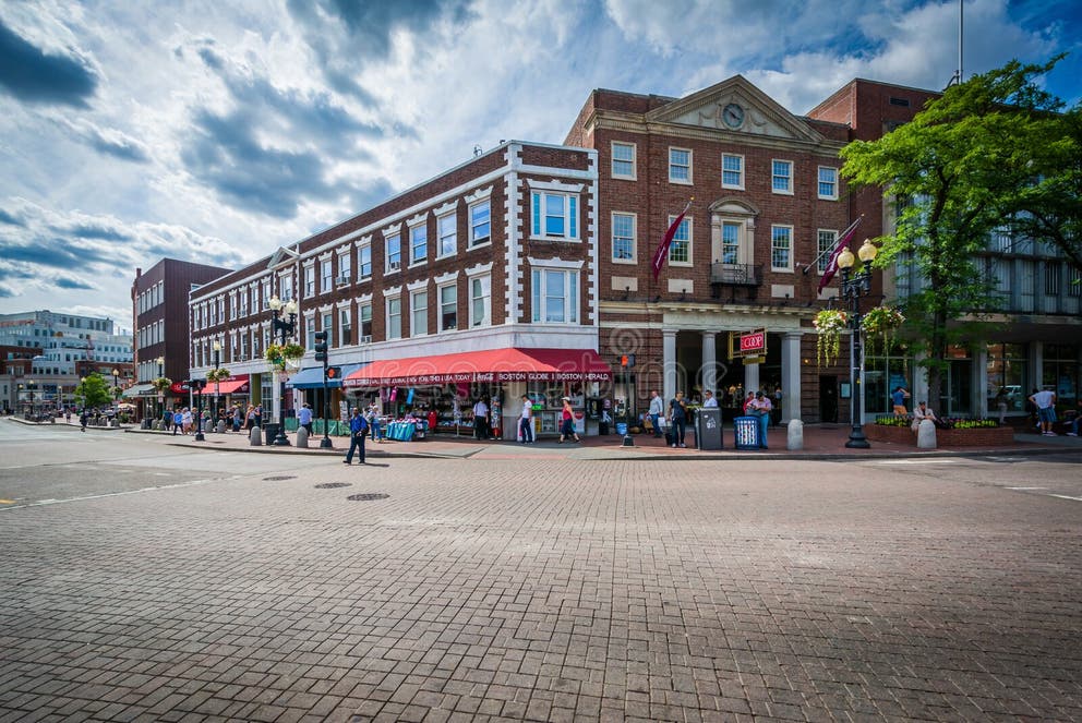 Buildings at Harvard Square, in Cambridge, Massachusetts. Editorial ...