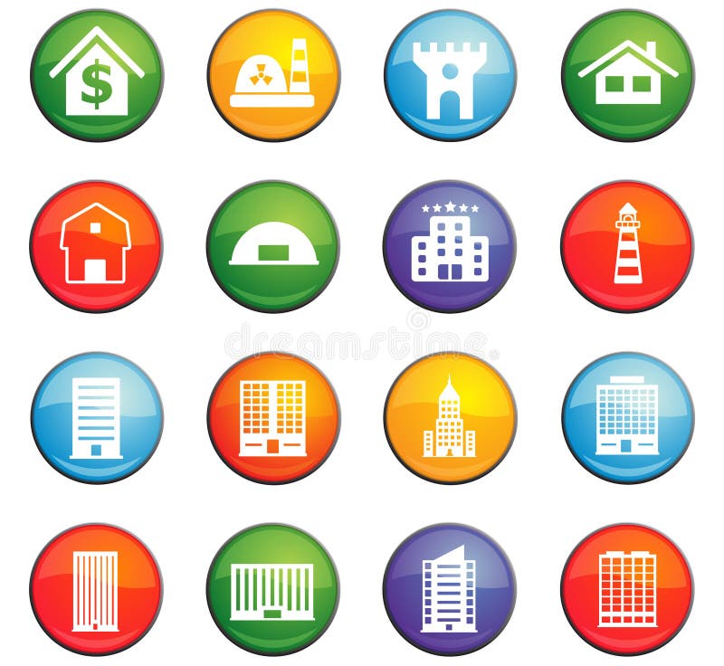 Buildings icon set stock illustration. Illustration of residential ...