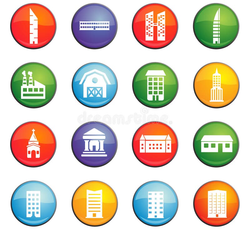Buildings icon set stock illustration. Illustration of real - 89188886