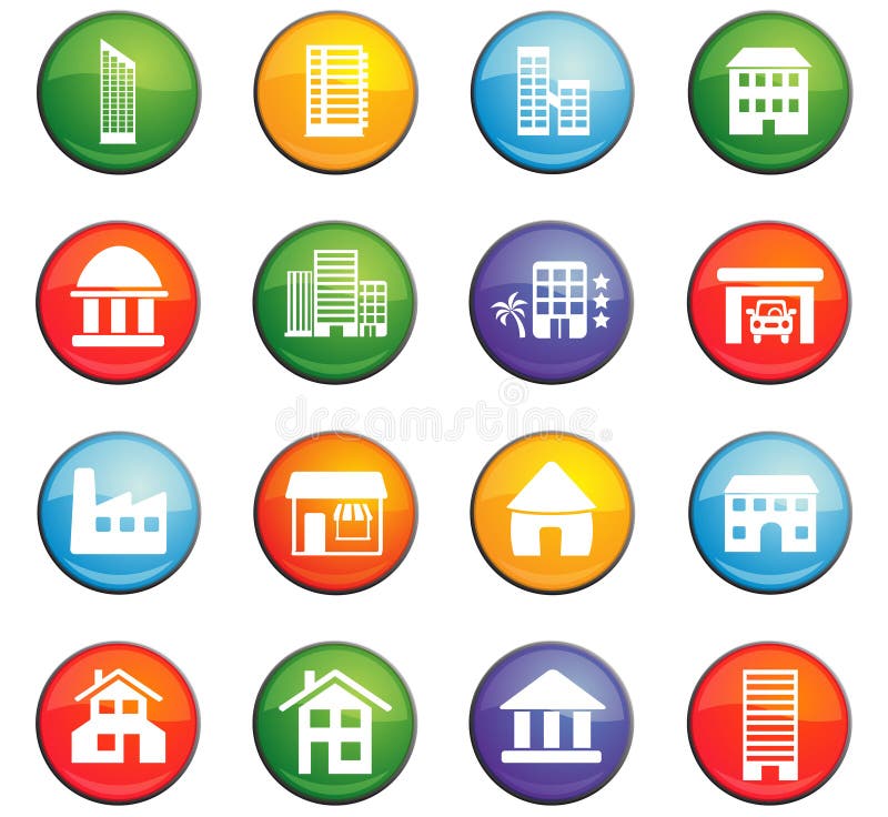 Buildings icon set stock illustration. Illustration of design - 89188920