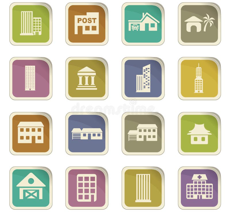 Buildings icon set stock illustration. Illustration of wall - 89217707