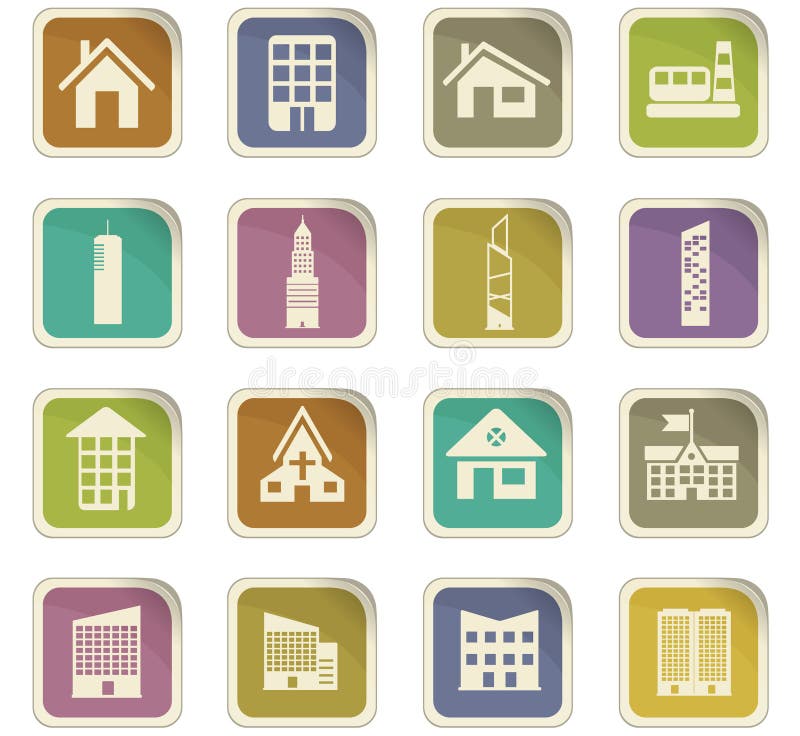 Buildings icon set stock illustration. Illustration of structure - 89217737