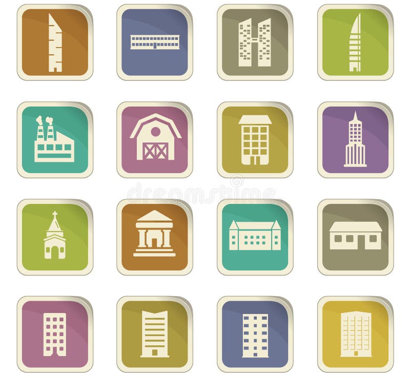 Buildings icon set stock illustration. Illustration of wall - 89217739