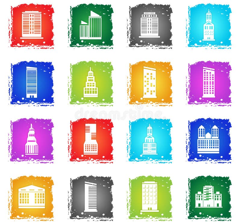Buildings icon set stock illustration. Illustration of town - 88133077