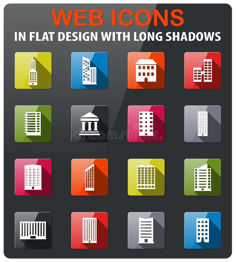 Buildings icons set stock illustration. Illustration of residential ...