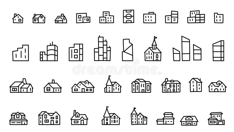 Buildings Icons Set. Separate Elements of the Architecture Map ...