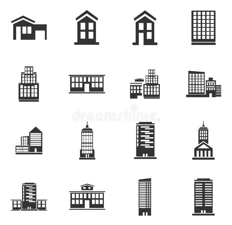 Buildings icons set stock vector. Illustration of townhouse - 66716441
