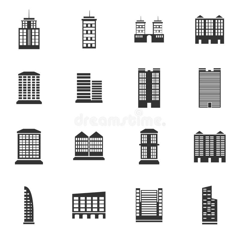 Buildings icons set stock vector. Illustration of home - 66716445