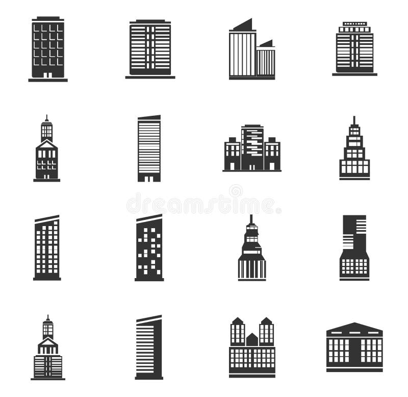 Buildings icons set stock vector. Illustration of icon - 66716858