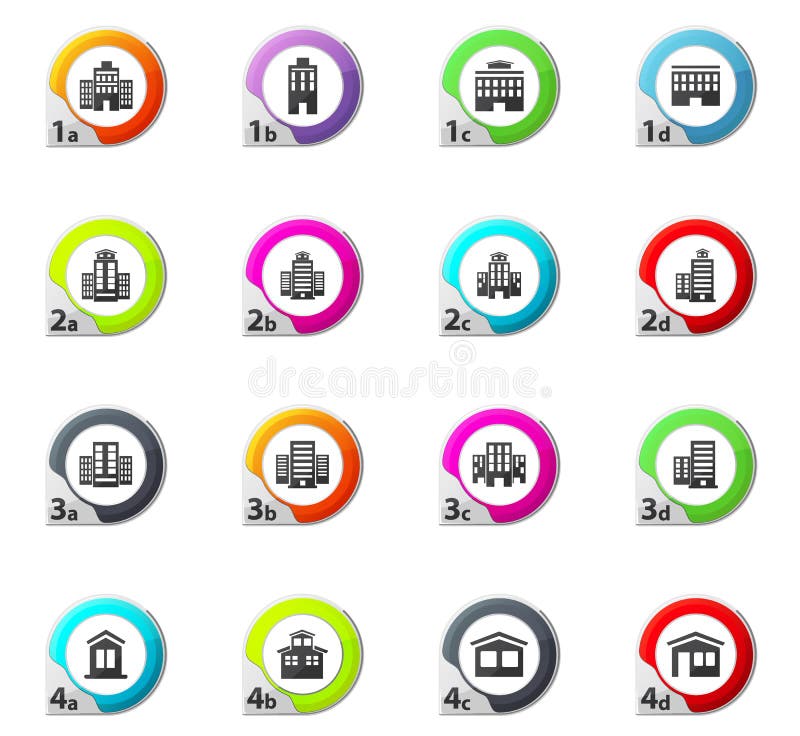 Buildings icons set stock illustration. Illustration of sign - 89239361