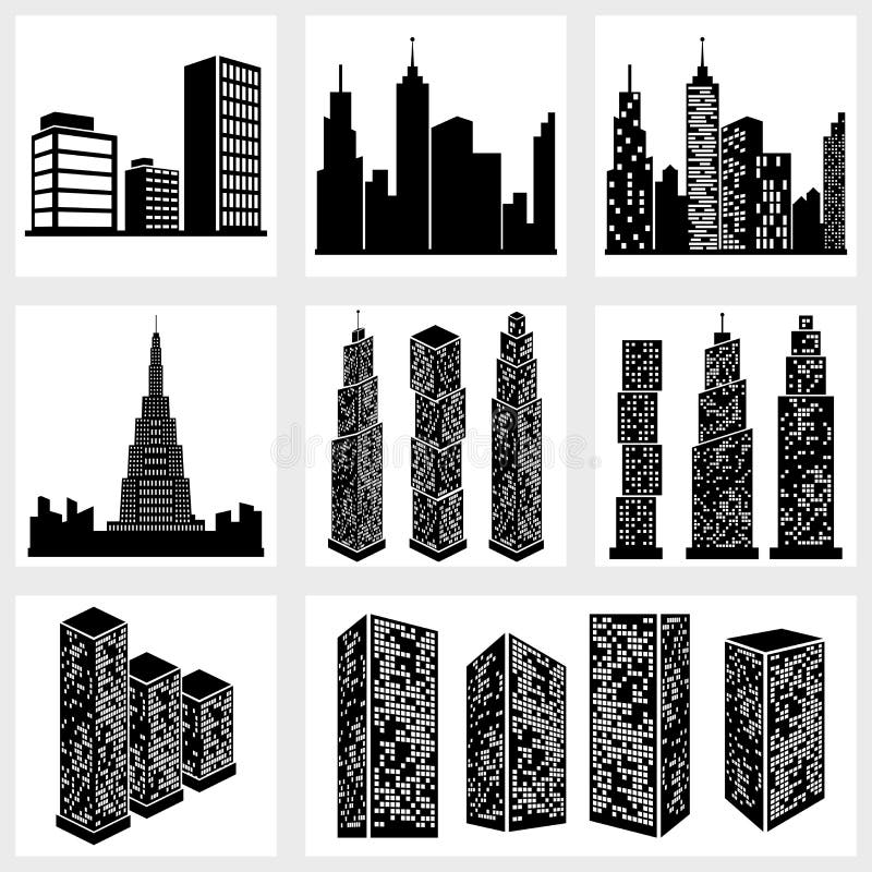 Buildings icons stock vector. Illustration of element - 41820020