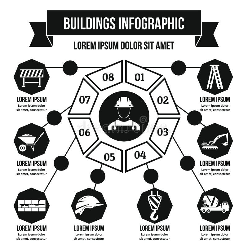 Buildings Infographic Concept, Simple Style Stock Vector - Illustration ...